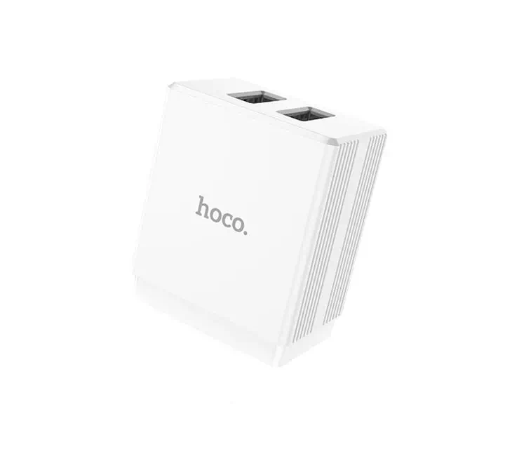 Hoco DC01A Max Porcelain dual port charger White ‣ Shopmart.ge